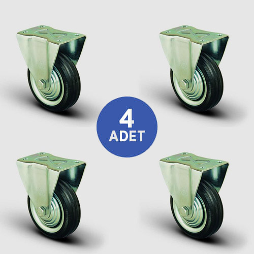 4 Adet EK02SPR100 Sabit Maşalı Kauçuk Kaplı Tekerlek Çap:100 Kendin Yap ...